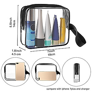 Sariok 3pcs/pack Clear Toiletry Bag with Zipper TSA Approved Travel Cosmetic Bag PVC Make-up Pouch Handle Straps for Women Men, Carry On Airport Airline Compliant Quart Bags 3-1-1 Kit Luggage