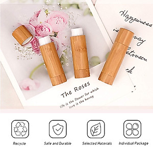 AUHOKY 12Pcs Bamboo Empty Lipstick Tubes, 5.5g Refillable DIY Lip Balm Tube Containers with Clear PP Plastic Inner, Cosmetic Lipstick Lip Gloss Deodorant Case Holder For Women Girls Makeup