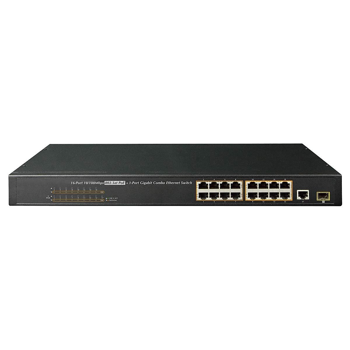 Lorex 16 Port PoE+ Switch for IP Security Camera Systems, Power Over Ethernet Switch for High Speed Transmission, Adds 16 Channels to Existing NVR, 220W Total Power, 1 Gigabit