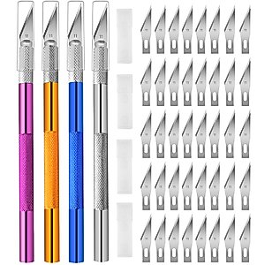 Viemior 4PCS Exacto Knife, Hobby Knife Craft Knifes with 40PCS Spare Exacto Knife Blades(#11), Profession Exacto Knives Precision Knife for Crafting, Arts, Modeling, Scrapbooking, Stencil