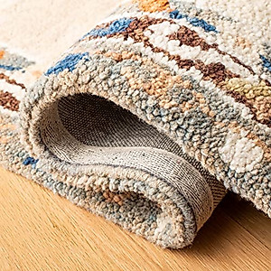 Safavieh Aspen Collection 2'3" x 8' Brown/Blue APN126T Handmade Moroccan Boho Tribal Wool Entryway Foyer Living Room Bedroom Kitchen Runner Rug
