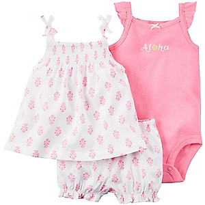 Carter's Baby Girls' Diaper Cover Sets, Pink, 12 Months