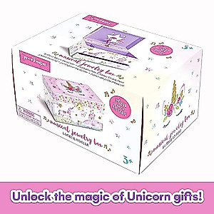 Jewelkeeper Unicorn Music Jewelry Box, Birthday Gifts for Girls - Small Kids Musical Box Storage with Pullout Drawer - Little Girls Glitter Rainbow Treasure Organizer -15x10.8x8.6cm