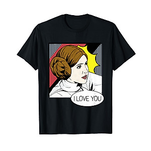 Star Wars Couple Valentine's Leia I Love You Pop Art Disney+ T-Shirt
