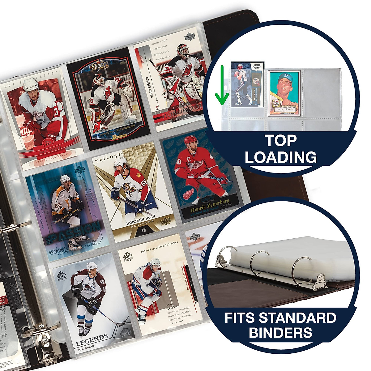 Samsill 100 Pack 9 Pocket Trading Card Sleeves, Holds 900 Cards,Clear, Fits in Standard 3 Ring Binder