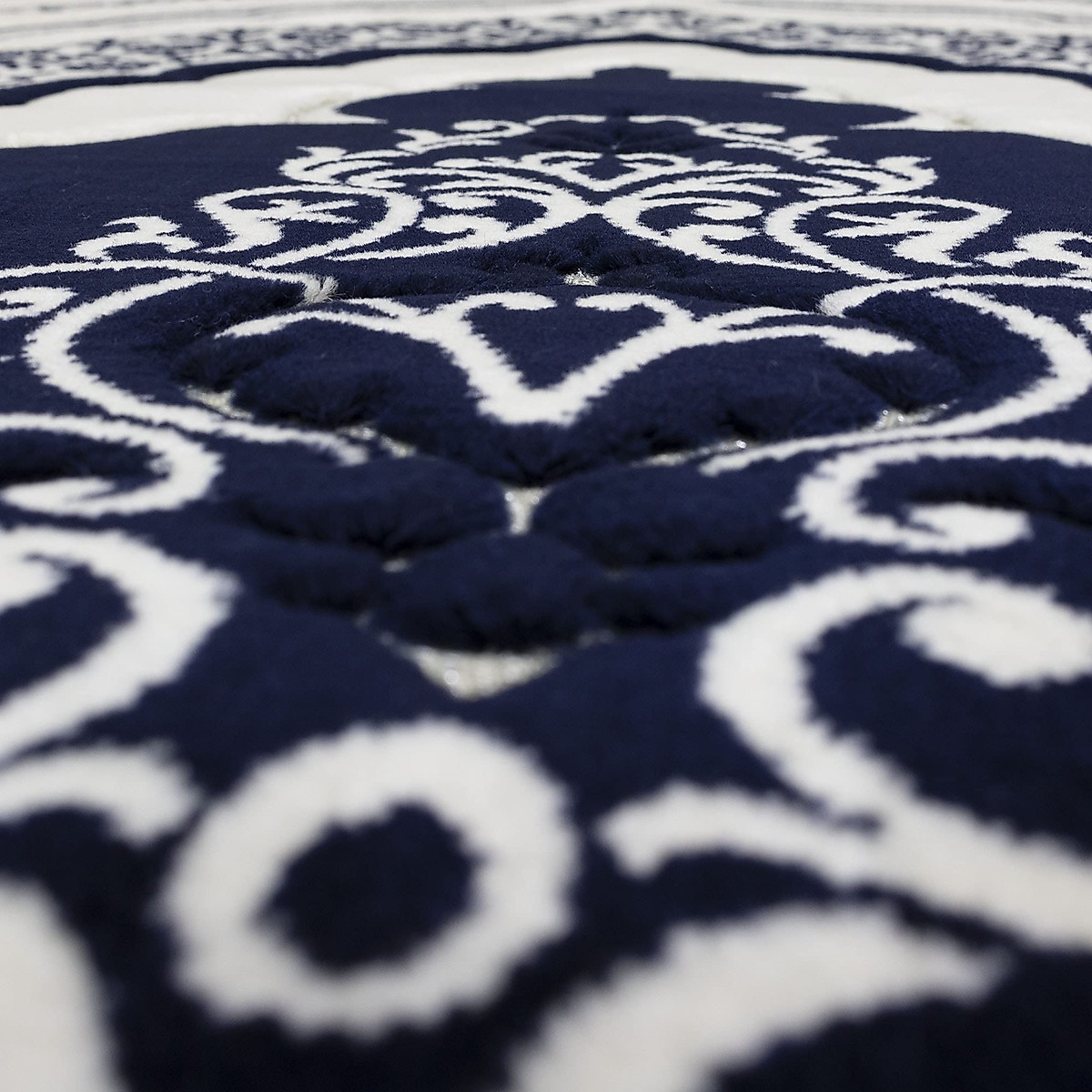 Modefa Luxury Foam Prayer Rug | Padded Cushion Janamaz Sajjada | One Inch Thick Soft Velvet Islamic Namaz Sajadah Carpet (Blue)