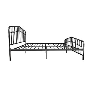 Novogratz Bushwick Metal Bed with Headboard and Footboard | Modern Design | King Size - Grey