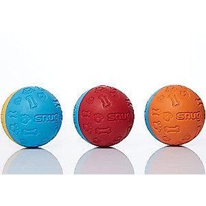 Snug Rubber Dog Balls for Small and Medium Dogs - Tennis Ball Size - Virtually Indestructible (3 Pack - Original)