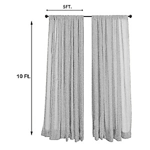 Hanha 2PC-5X10FT Silver Metallic Shiny Spandex Curtain Party Wedding Backdrop Photography Background Photo Booth Studio Background Home Party Supplies Christmas Decor (Silver)