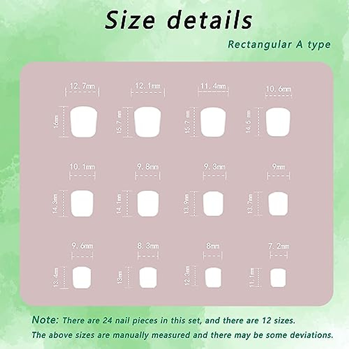 Square Press on Nails Extra Short Cute Rainbow Color French Tip Nails Acrylic False Nails with Designs Artificial Nails Press ons Reusable Glue on Nails for Women and Girls 24 Pcs