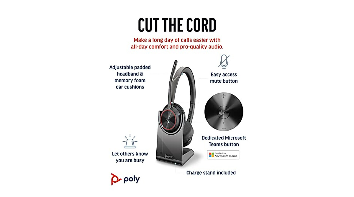 Poly Voyager 4320 UC Wireless Headset with Noise-Canceling Mic