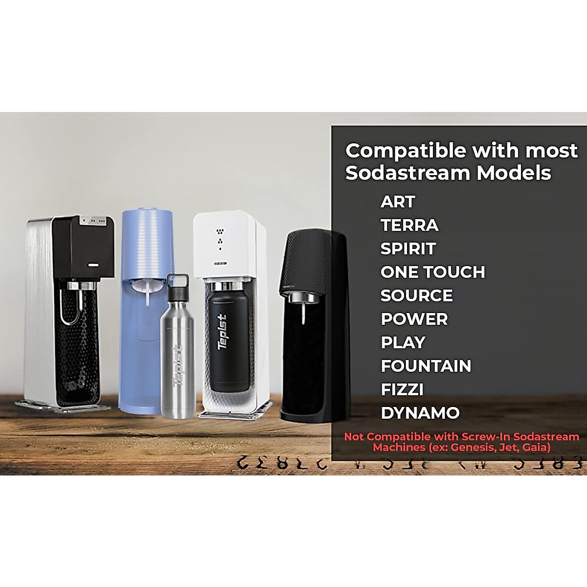 Tepist ThirtyO 30oz Stainless Steel Bottle Compatible with Sodastream Machines – Silver - Vacuum Sealed - Double Walled - Leak-Proof - Easy to Carry - Reusable Bottle