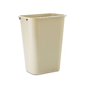 Rubbermaid Commercial 295700BG Deskside Plastic Wastebasket Rectangular 10 1/4 gal Beige