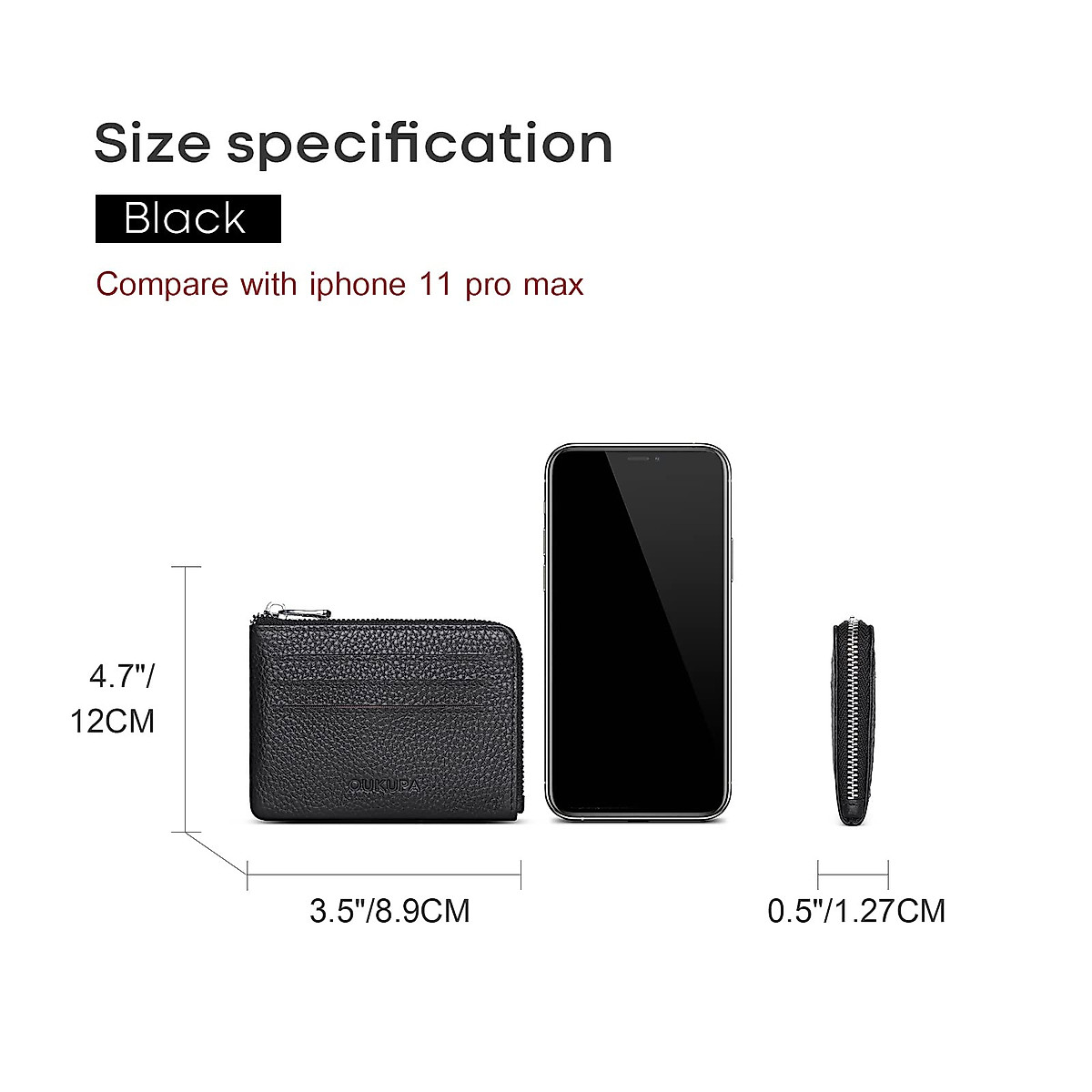 AOLUC Top Grain Genuine Leather Small Slim Mini Change Wallets for Women RFID Blocking Pocket Zipper Wallet Ladies Card Case Coin Purse with ID Window