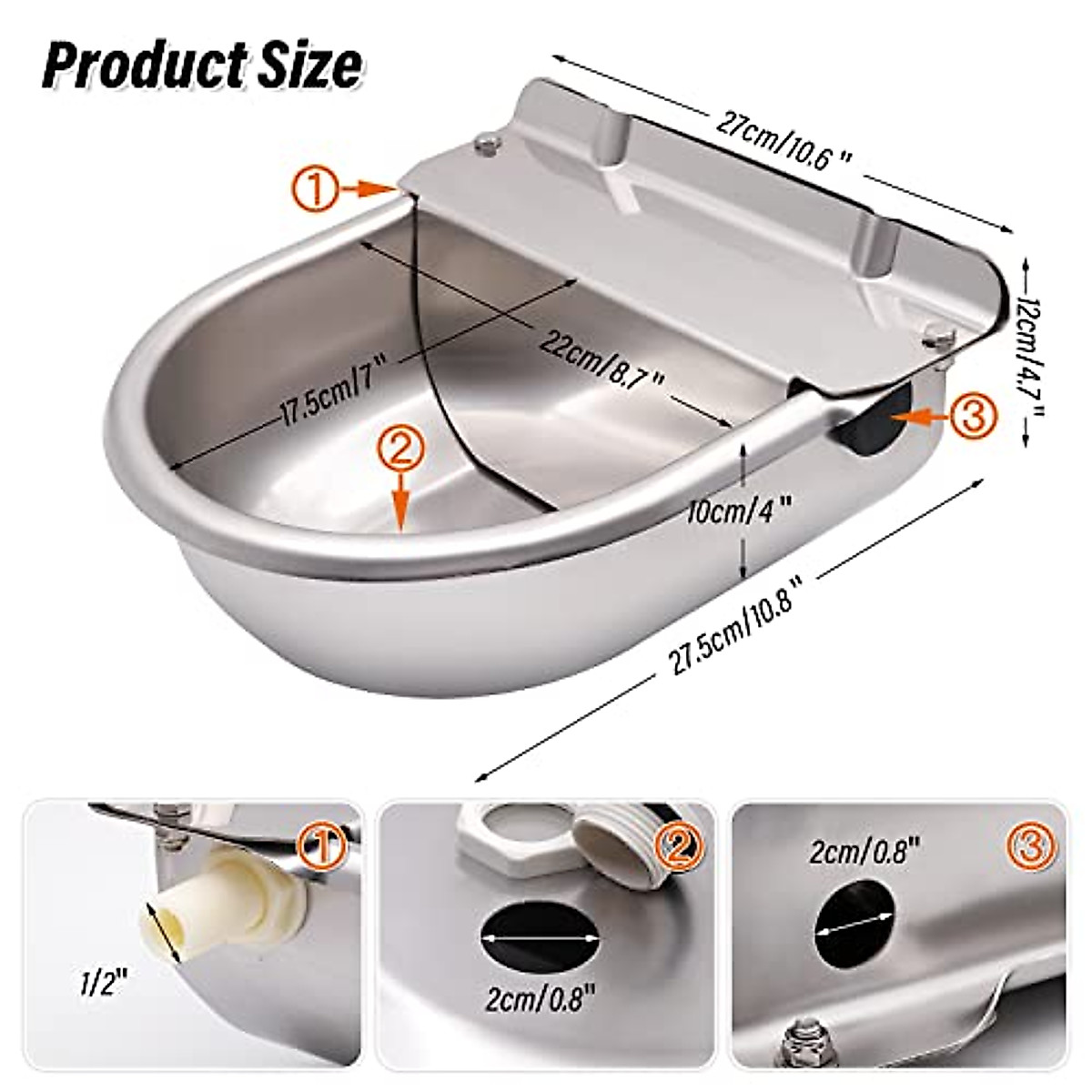 HHNIULI 2.5L/84.5oz Automatic Dog Waterer, 2 PCS 304 Stainless Steel ...