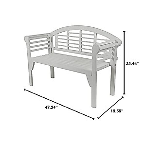 Decor Therapy Terra Wood Outdoor Bench, White