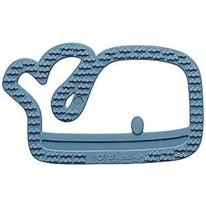 Itzy Ritzy Silicone Baby Teether – BPA-Free Infant Teether with Easy-to-Hold Design & Textured Back Side to Massage & Soothe Sore, Swollen Gums - Teething Toy for 3 Months & Up - Whale