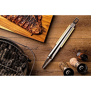Dropkick Your Old Tongs, GRILLHOGS 16-Inch Barbecue Tongs Are the Only Equipment That Can Handle Your Massive Meat, Stainless Steel + Oak Wood BBQ Tongs, Premium Grill Tongs