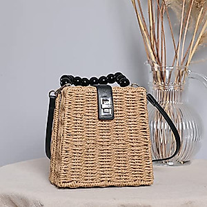 NIBD Handwoven Square Straw Rattan Bag Shoulder Wicker Purse Small Box Woven Bali Womens Crossbody Bag