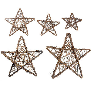 5Pcs Natural Dried 6In Star Rattan Handmade Garland Wreath Xmas Wedding Home Garden Decor