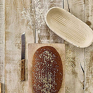 Hoomall 2Pcs Rectangular Bread Proofing Baskets 9.1 * 5.1 * 2.4in Sourdough Baskets +2Pcs Rectangular Fabric Cover +2Pcs White Squeegee