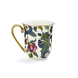 Spode Creatures of Curiosity Collection Cream Floral Coffee Mug, 12 Ounce, Gold Rim and Handle, Made of Fine China, Mugs for Coffee, Tea Cup, Hand Wash