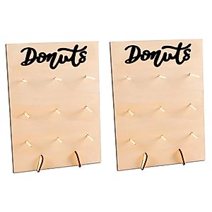 2 Pcs Donut Wooden Display Stand Donut Display Board Shop Wedding Party Decoration