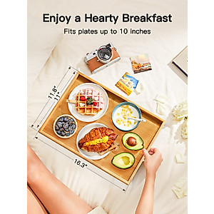 Bamboo Bed Tray Table with Foldable Legs, Breakfast Tray for Sofa, Bed, Eating, Working, Used As Laptop Desk Snack Tray by Pipishell