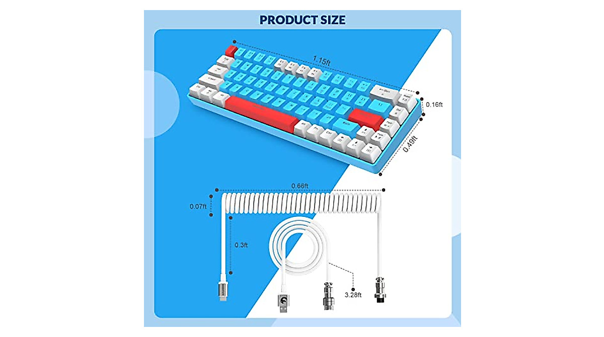 ZIYOU LANG RK-T8 Wired 65% Mechanical Gaming Keyboard with RGB LED ...