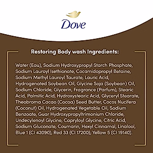 Dove Purely Pampering Body Wash for Dry Skin Coconut Butter and Cocoa Butter Effectively Washes Away Bacteria While Nourishing Your Skin 22 oz 4 count