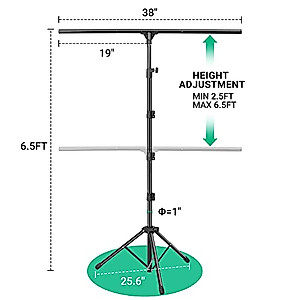 Coliflor T-Shape Portable Backdrop Stand, 6.5x3.2ft Adjustable Photo Background Stand Kit, Sturdy Small Back Drop Holder with 4 Spring Clamps, Carry Bag for Parties, Photography and Video Studio