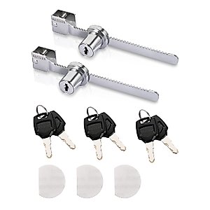 Naissian Sliding Glass Door Ratchet Lock, Lock for Sliding Glass Cabinet Door Locks with Keys Showcase Display Vivarium Reptile Cage Locks, Chrome Finish with 6 Key Aliked, Pack of 2