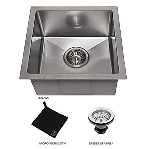 ZLINE 15" Boreal Undermount Single Bowl Scratch Resistant Stainless Steel Bar Kitchen Sink (SUS-15S)