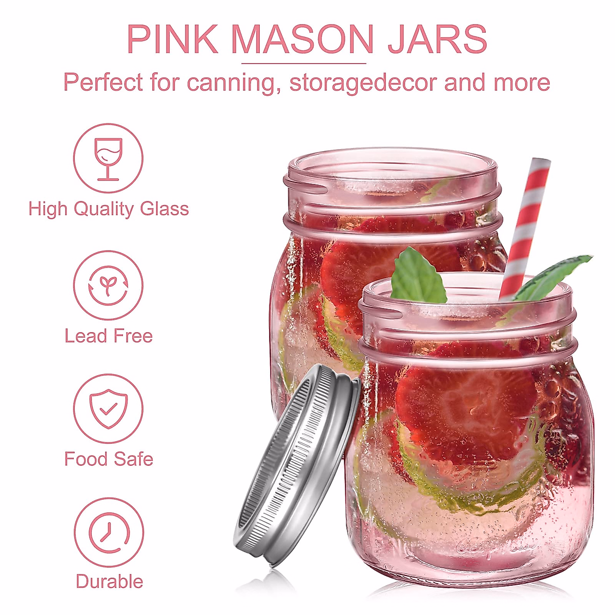 Mimorou 20 Pieces Wide Mouth Mason Jars with Lids 10 oz Glass Canning Colored Regular Jar Multifunction Container for Preserving Honey Jelly Sauces Spice DIY