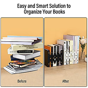 Expandable Bookend, Adjustable Metal Book End, Desk Magazine File Organizer Holder, Desk Organizer and Accessories for Office, Books, Papers, Extends up to 19 Inches (Black)