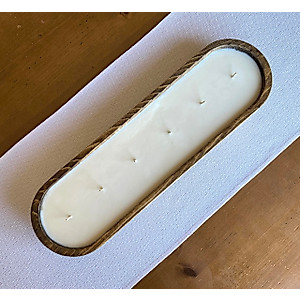 Bonneville Handmade Candles | 6 Wick Pine Wood Bowl | 19" x 5.5" x 2" Hand Poured, Dough Bowl Candle | Up to 50 Hour Long Burn Time | 100% Soy Wax | Scented Rustic Holiday Gift (Sea Salt & Orchid)
