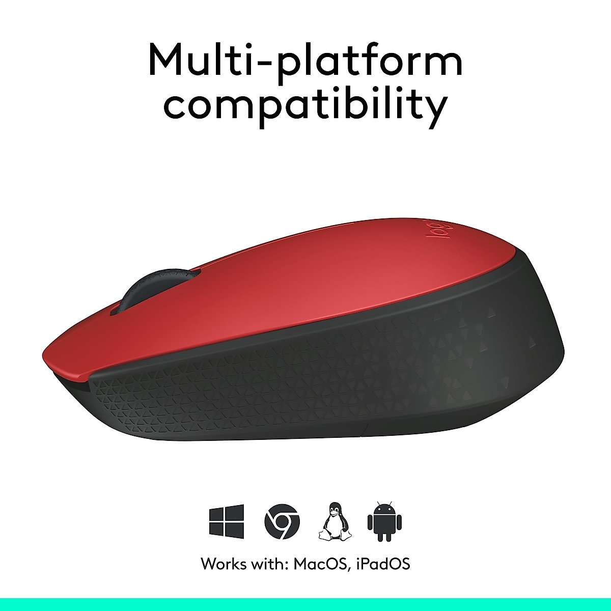 Logitech M170 Wireless Mouse for PC, Mac, Laptop, 2.4 GHz with USB Mini Receiver, Optical Tracking, 12-Months Battery Life, Ambidextrous - Red