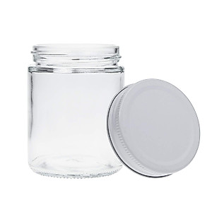 Suwimut 12 Pack Glass Mason Canning Jars, 9 Ounce Straight Sided Clear Glass Jars Regular Mouth Glass Storage Containers with White Metal Lids for Jam, Jelly, Dry Food, Spice, Salad, Yogurt