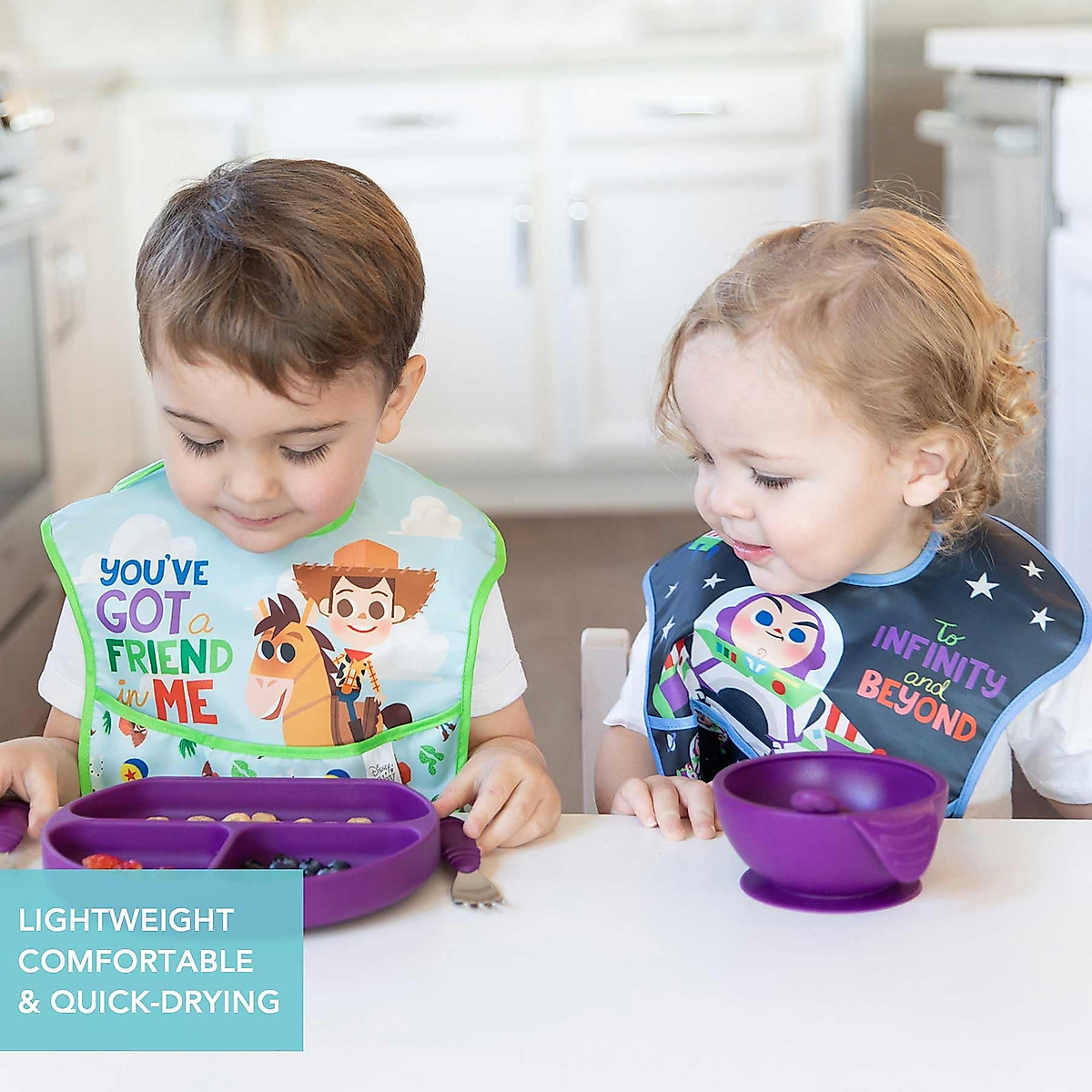 Bumkins Bibs, Disney Toy Story Baby Bibs for Girl or Boy, SuperBib Baby and Toddler Bib for 6-24 Months, Baby Bib for Eating, Feeding Bib, Waterproof Fabric