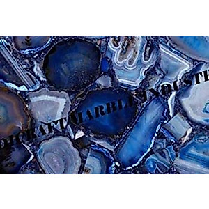 21" Inch Blue Agate Round Coffee Table Top, Agate Table, Stone Coffee Table, Agate Table Top, Agate Coffee Table, Agate Side Table Home Decor