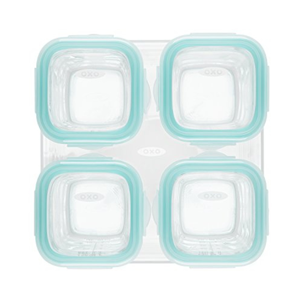 OXO Tot Glass Baby Blocks Food Storage Containers, Teal, 4 oz