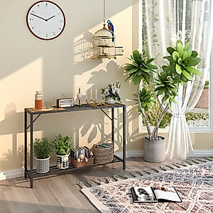 LAATOOREE Console Table, 41.7" Industrial Entryway Table with Shelf, Narrow Sofa Table for Hallway, Entrance Hall, Corridor, Foyer, Living Room