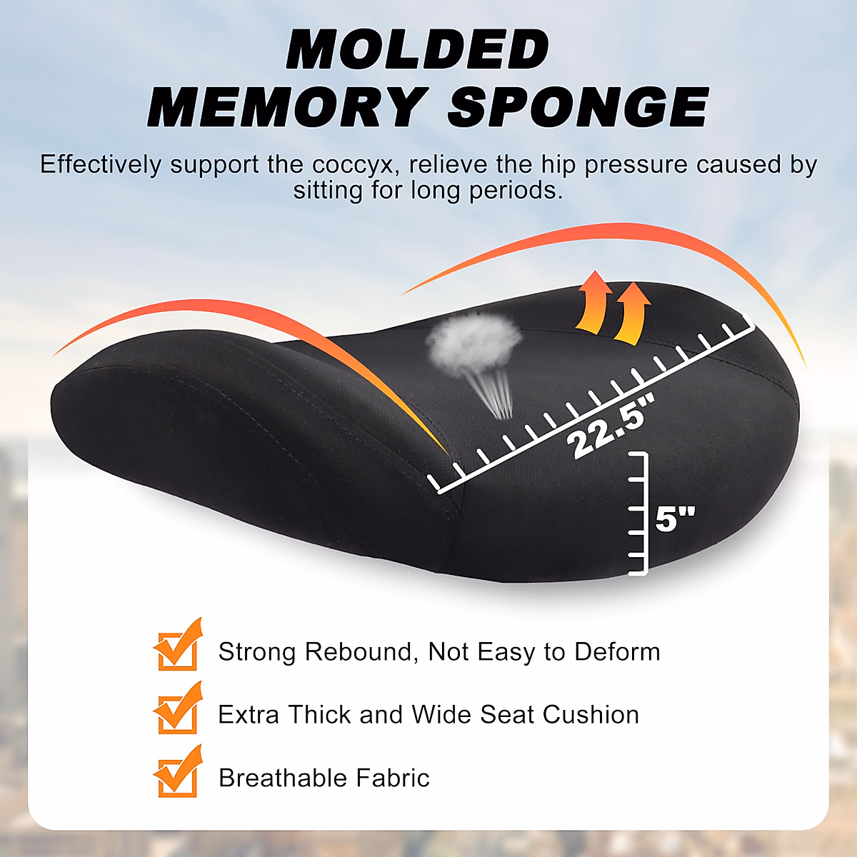 FAMSINGO Big and Tall Office Chair for Heavy People 400lb, Memory Sponge Cushion, Ergonomic Desk Chair Mesh Computer Chair, Adjustable Height, Headrest, and Lumbar Support, Black