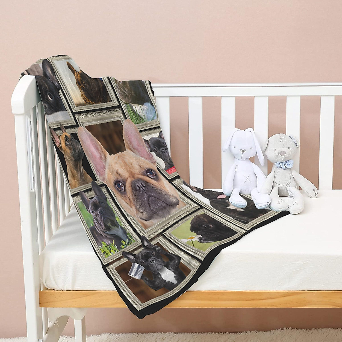 Dog Blanket French Bulldog Throw Blankets Throws Gift for Boy Girl Kid Lover Soft Cozy Warm Plush Fuzzy Lightweight Fleece Flannel Novelty Quilt for Couch Travel 50 x 40 Inch for Kids