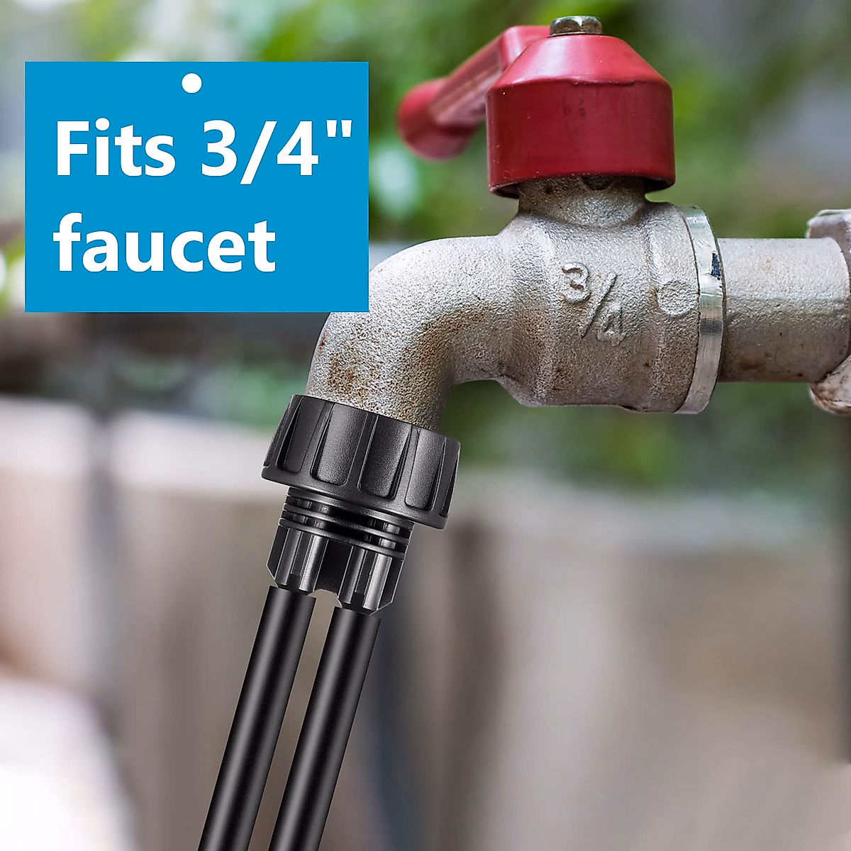 5 Pack Drip Irrigation Tubing Faucet Adapter Garden Faucet Hose Adapter Drip Irrigation Hose Connectors Faucet Connector with Washers for Garden Irrigation System(Double, Convert 3/4 to 1/4)