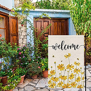 CROWNED BEAUTY Spring Summer Garden Flag Floral Welcome 12×18 Inch Double Sided Outside Vertical Holiday Yard Décor