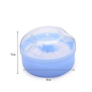 2 Pcs Pink and Blue Plastic Baby Care After-bath Powder Puff with Portable Talcum Powder Holder Box Empty Makeup Container Prickly Heat Powder Applicator Flutter for Baby Skin Care