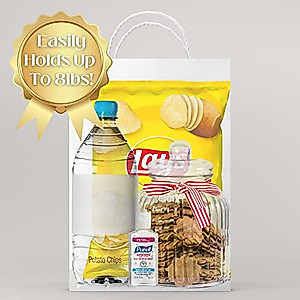 12 Pack Baby Shower Gifts Bag with Tissue Paper and Ribbons - Gold Baby Shower Gifts Bags Medium Size, Baby Gift Bags for Baby Shower, Baby Boy Gift Bag, Baby Girl Gift Bag, Gender Reveal Gift Bag Bulk (8"L x 4.5"W x 10"H, White)