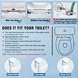 2-in-1 Bidet Attachment for Toilet with Handheld Bidet Sprayer, Temperature Display Hot & Cold Water Non-Electric Frontal & Rear Wash Bidet Attachment, Self-Cleaning Dual Nozzle & Adjustable Pressure