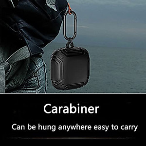 JIML Compatible with Beats Fit Pro Case TPU Military Shell Protective Cover Skin Shock-Absorbing with Keychain and Lanyard for Beats Fit Pro 2021 (Black)